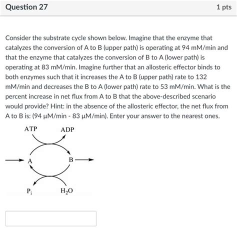 Solved Consider The Substrate Cycle Shown Below Imagine