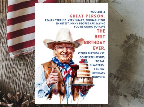 Printable Cowboy Trump Card Happy Birthday Day Card Trump Card Funny