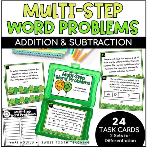Addition And Subtraction Multi Step Word Problems Task Cards Bar Models Shop Sweet Tooth