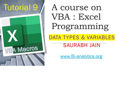 Vba Tutorial 9 Data Types And Variables Tutorials Business