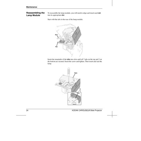 Reassembling The Lamp Module Kodak Slide Projector Specs