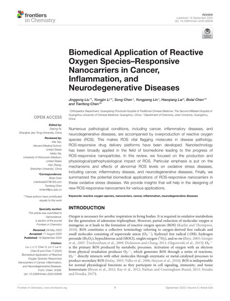 Pdf Biomedical Application Of Reactive Oxygen Speciesresponsive