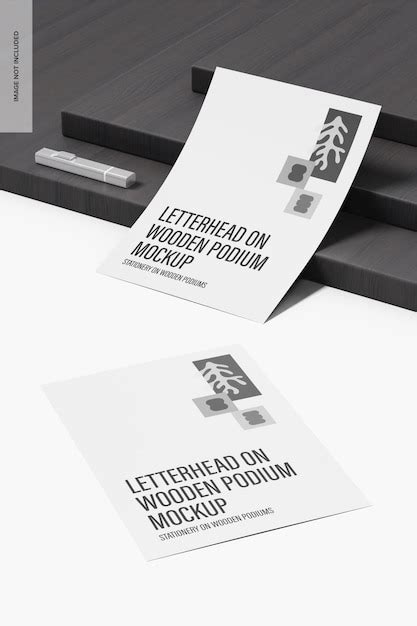 나무 연단 모형에 레터 헤드 프리미엄 Psd 파일