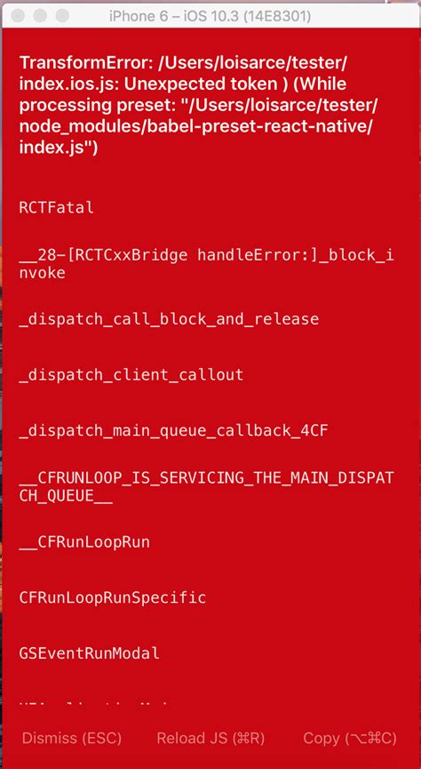 Javascript React Native Transformerror With Processing Babel Preset React Native Index Js