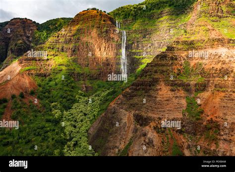 Waipoo Falls Aerial Waimea Canyon State Park Kauai Hawaii Usa