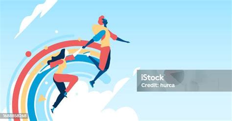 Rainbow Jump Stock Illustration Download Image Now Active Lifestyle
