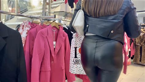 Tight Leather Leggings And Leather Jacket Girl With Nice Round Ass
