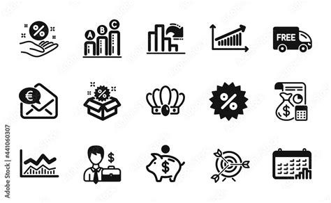 Vetor De Vector Set Of Sale Graph Chart And Crown Icons Simple Set Target Discount And Loan