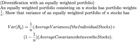 Solved Diversification With An Equally Weighted Portfolio