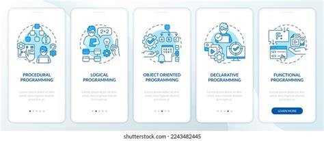 Types Programming Paradigms Blue Onboarding Mobile Stock Vector Royalty Free 2243482445