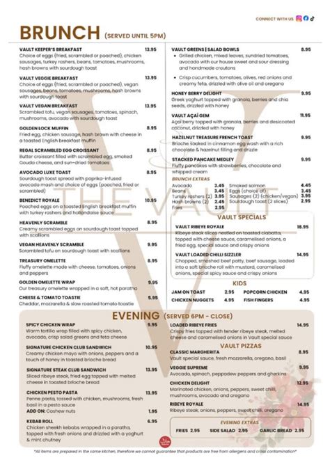 Menus 2025 The Vault Coventry In Coventry Thefork