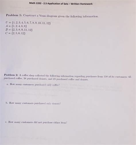 Solved Math 1332 25 Application Of Sets Written