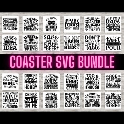 Coaster Svg Bundle Beer Coaster Svg Wine Coaster Svg Coffee Coaster