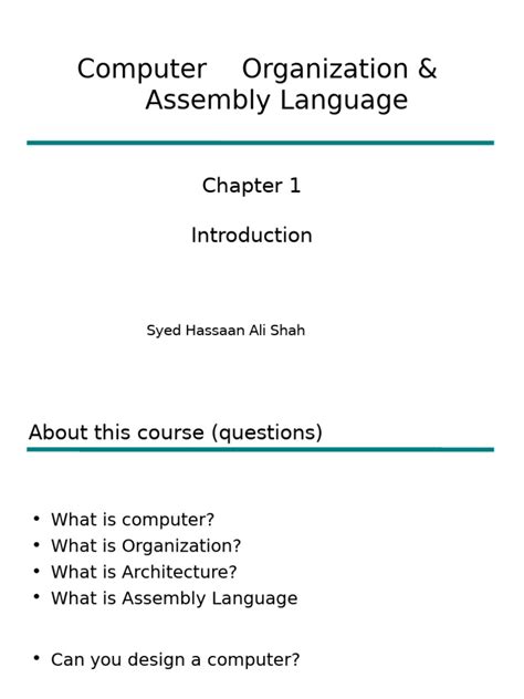 lecture 1a introduction to computer architecture pdf