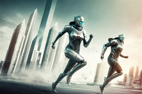 Sprinting Androids Stock Illustrations 5 Sprinting Androids Stock