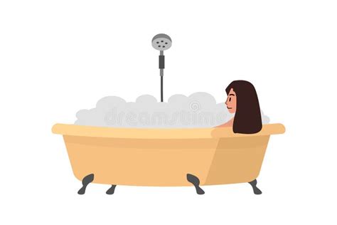 Girl Showering With Playing Bubble Bath Bathroom Activity Bathe Flat