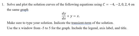 Solve And Plot The Solution Curves Of The Following