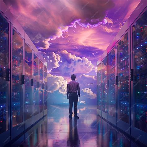 Cloud Computing Specialist In A Data Center Premium Ai Generated Image