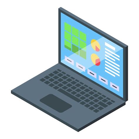 Premium Vector Isometric Laptop With Data Analysis Graphics