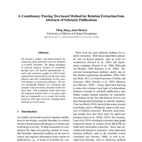 A Constituency Parsing Tree Based Method For Relation Extraction From Abstracts Of Scholarly