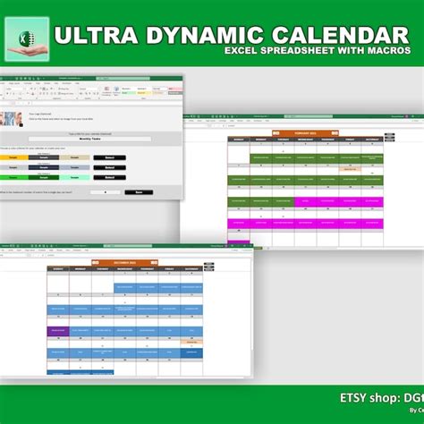 Excel Year Calendar Template Etsy