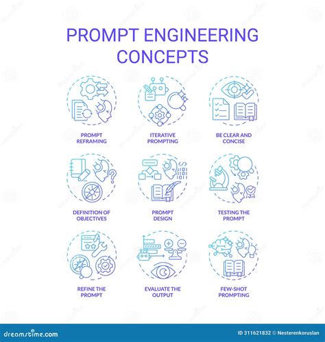 Prompt Engineering Blue Gradient Concept Icons Stock Illustration Illustration Of Outline