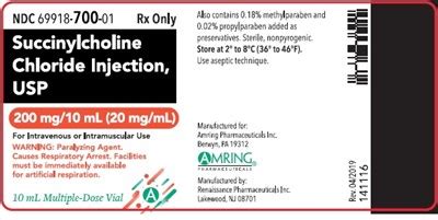 Fda Label For Succinylcholine Chloride Injection Solution