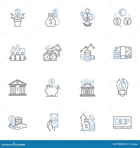Investment Portfolio Line Icons Collection Diversification Risk Growth Assets Securities