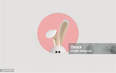 분홍색 배경에 황금 귀와 흰색 에스테르 토끼 토끼 디지털방식으로 생성된 템플릿을 3d 렌더 행복한 부활절 큰 사냥 또는 판매 배너 토끼에 대한 스톡 사진 및 기타 이미지