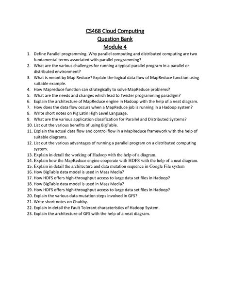 Cloud Module 4 Question Bank Cs46 8 Cloud Computing Question Bank Module 4 Define Parallel