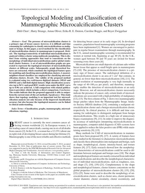 Pdf Topological Modeling And Classification Of Mammographic Microcalcification Clusters
