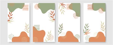 추상적인 현대 식물 보헤미안 포스터 컬렉션 수채화 추상적 인 모양의 유기농 보헤미안 벽 아트 포스터 중립 파스텔 색상 단풍 드로잉 0명에 대한 스톡 벡터 아트 및 기타