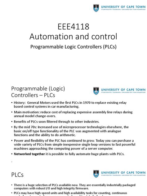 Eee4118 Lecture 4 Plc And Scada 2023 Pdf Programmable Logic