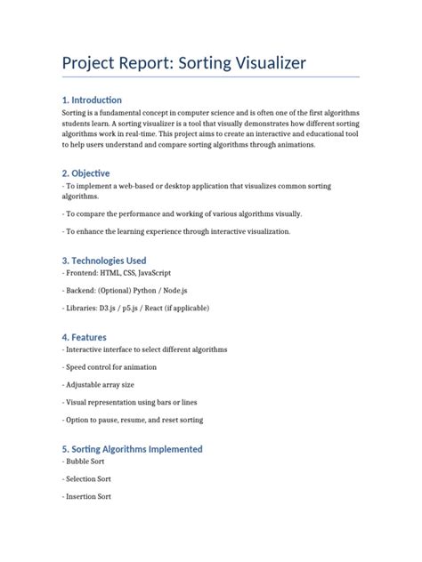Sorting Visualizer Project Report Pdf