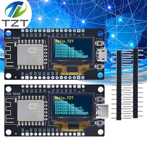 Макетная плата Tzt Nodemcu Esp8266 с Oled дисплеем 096 дюйма системный блок Usb Ch340g для
