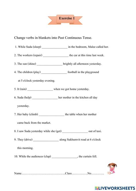 Past Continuous Online Exercise For 6 Live Worksheets