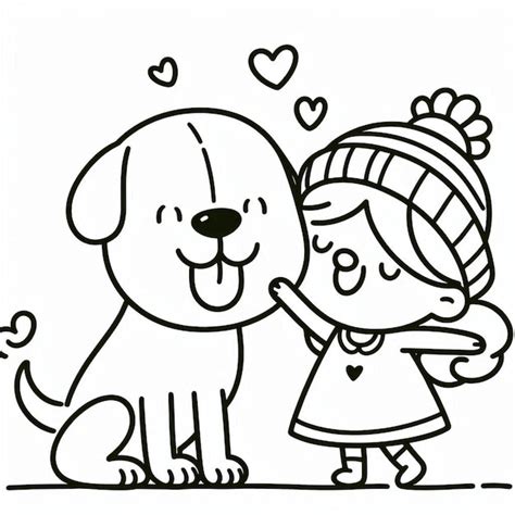 아이들을 위한 간단한 개 컬러링 페이지 프리미엄 사진