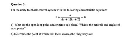Solved For The Unity Feedback Control System With The