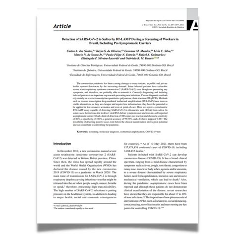 Detection Of Sars Cov 2 In Saliva By Rt Lamp During A Screening Of Workers In Brazil Including