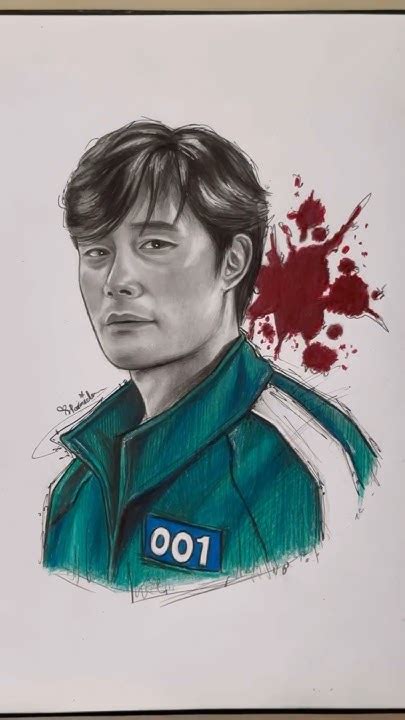 نقاشی بازیکن 001 اسکویید گیم💀 ️ Squid Game Squidgame اسکچ هنر طراحی