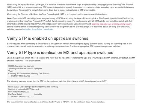 Troubleshooting Legacy Ethernet Uplink With Stp Dell Poweredge Mx Networking Deployment Guide