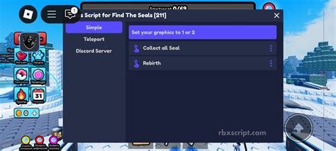 Find The Seals Find All Seals Auto Rebirth Teleport Mobile Script