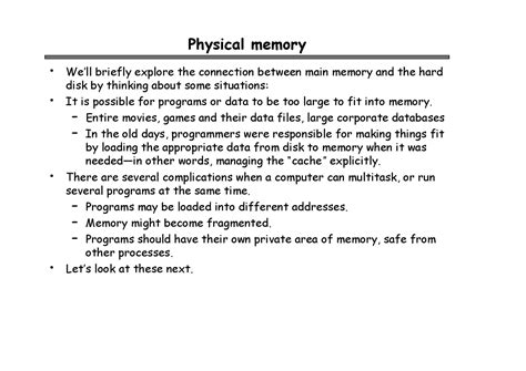 Physical Memory Computer Architecture Handout Cs 25000 Docsity