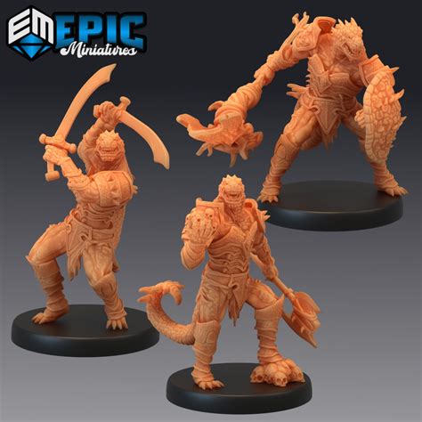 Lizardfolk Miniature Epic Miniatures Rpg Dandd Pathfinder Etsy