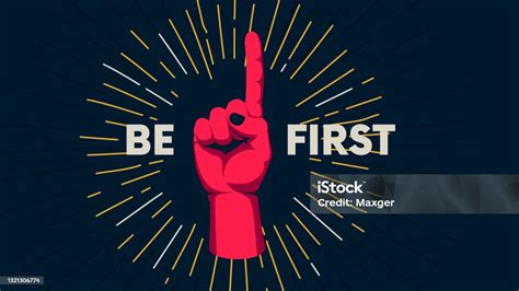 태양 버스트의 배경에 대한 인간의 손의 제스처 손가락의 움직임 슬로건으로 벡터 포스터동기를 부여 1위에 대한 스톡 벡터 아트 및 기타 이미지 Istock