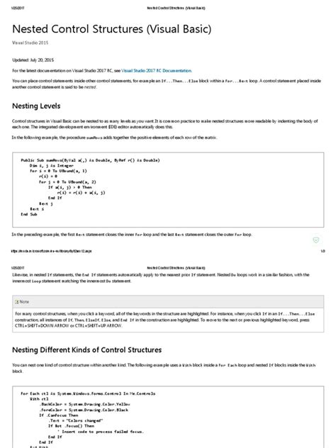 Nested Control Structures Visual Basic Pdf Visual Basic Net Control Flow