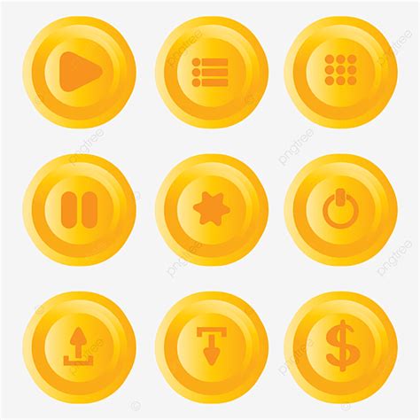 3d Game Button Set Wit Orange Colors Game Button Set Button Set Game