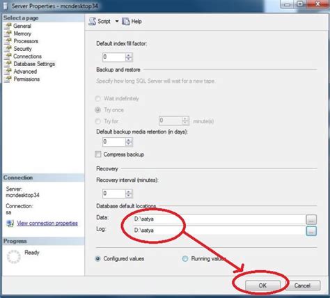 Change The Default Location Of SQL Log Files In SQL Server 2008