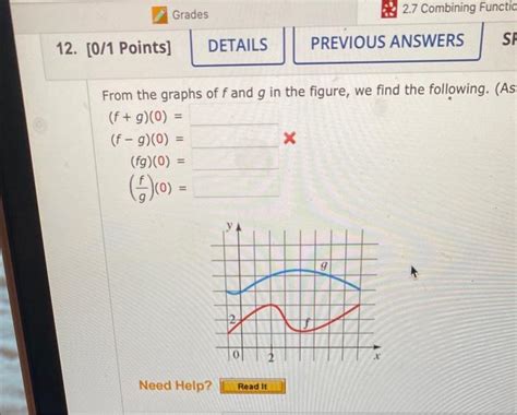Solved From The Graphs Of F And G In The Figure We Find The Chegg Com