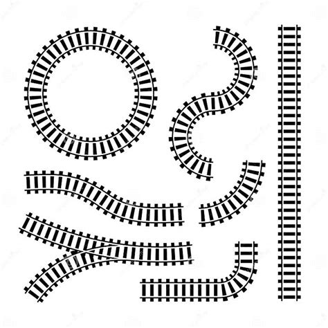 Railway Train Track Vector Route Rail Pattern Round Circular Curve Railroad Path Icon Stock